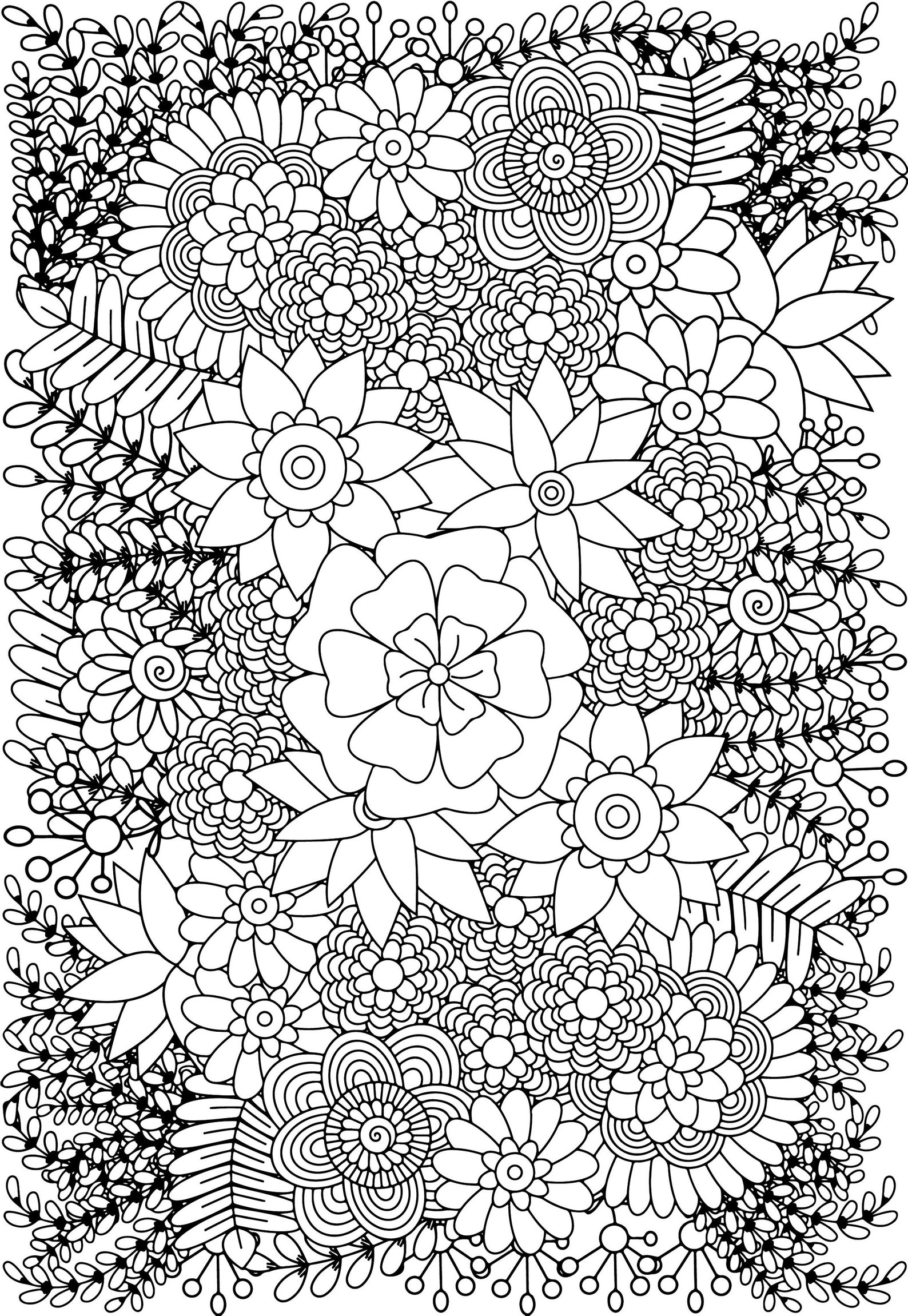 100 Flowers Zentangle Coloring Pages Bundle KDP Adult Relaxing Art ...