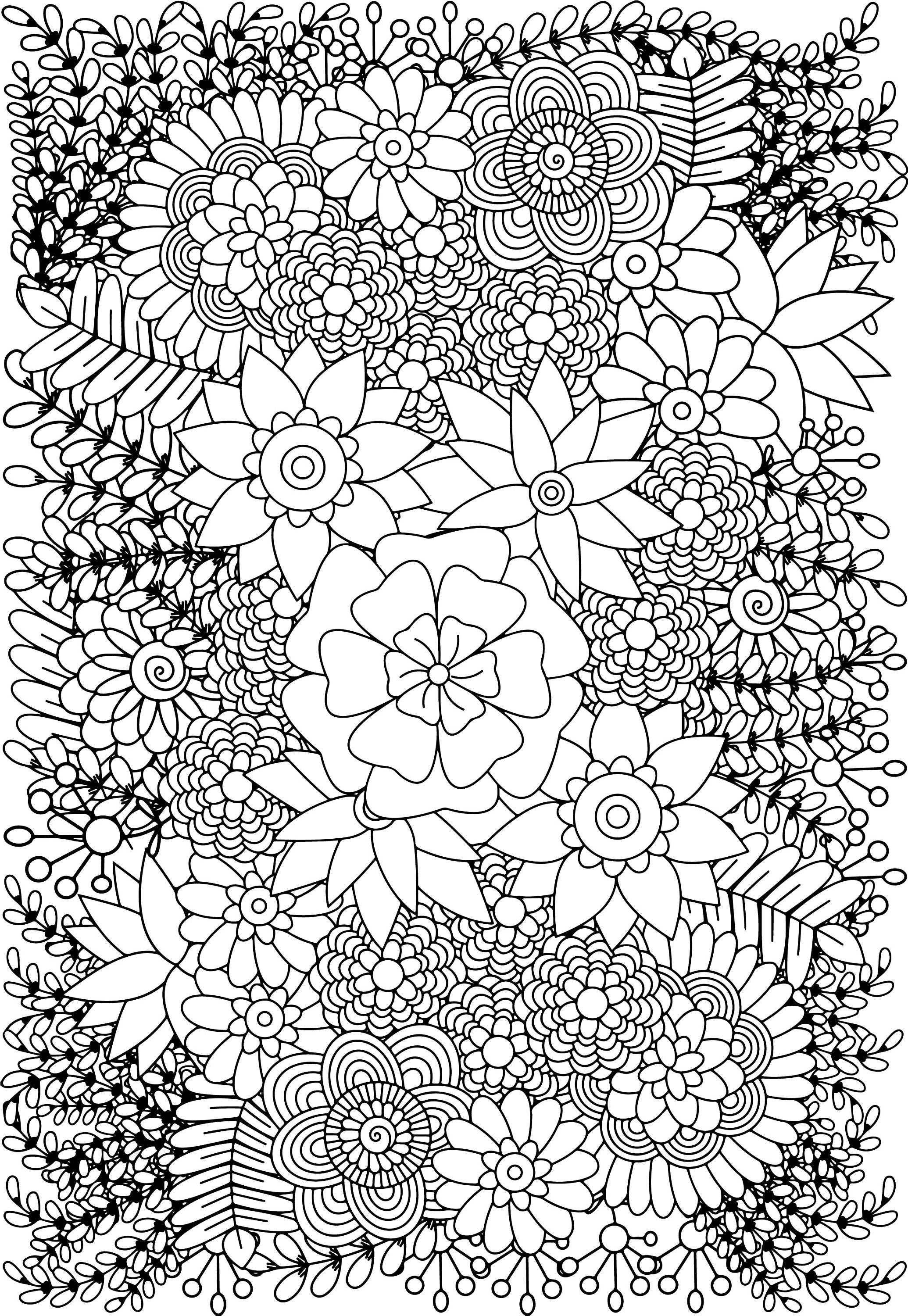 100 Flowers Zentangle Coloring Pages Bundle KDP Adult Relaxing Art ...
