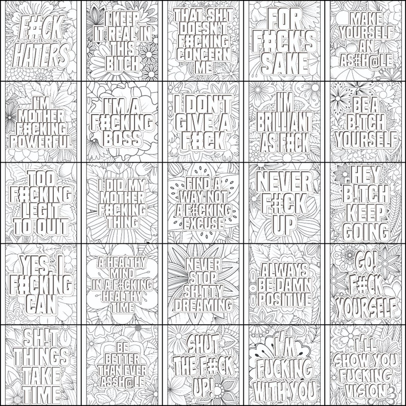 100 Adult Motivational Swear Words Coloring Pages Book Uplifting Quotes ...
