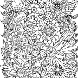 100 Flowers Zentangle Coloring Pages Bundle KDP Adult Relaxing Art ...