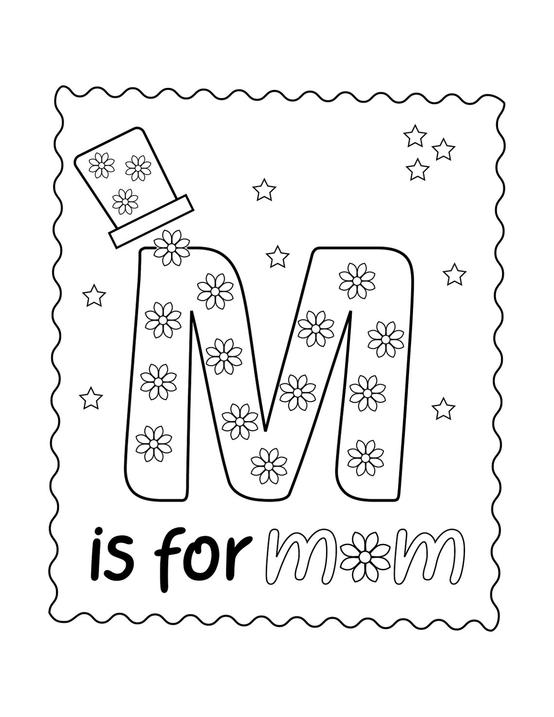MOTHER'S DAY Coloring Pages for Kids, Cute Printable Gift Activity ...