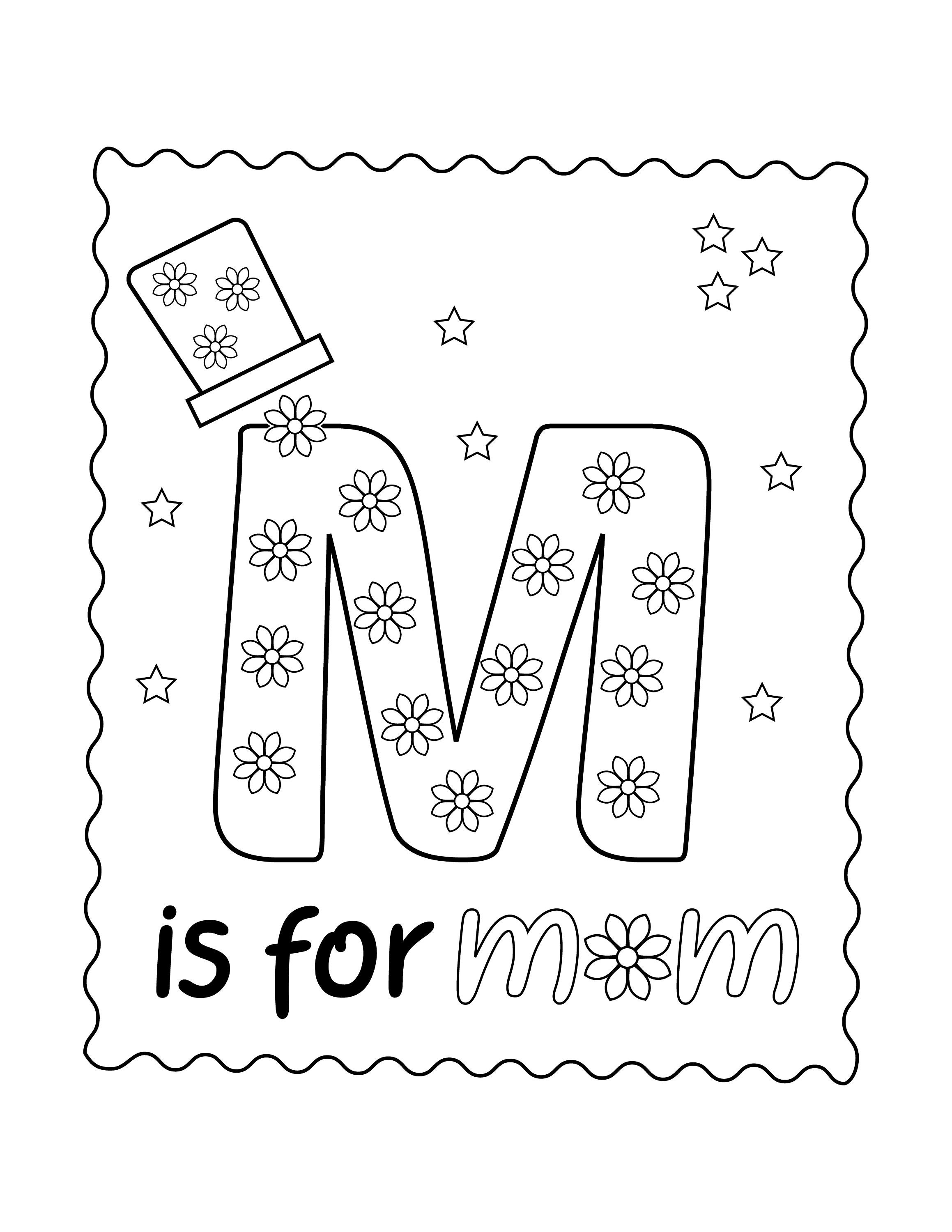 MOTHER'S DAY Coloring Pages for Kids, Cute Printable Gift Activity ...