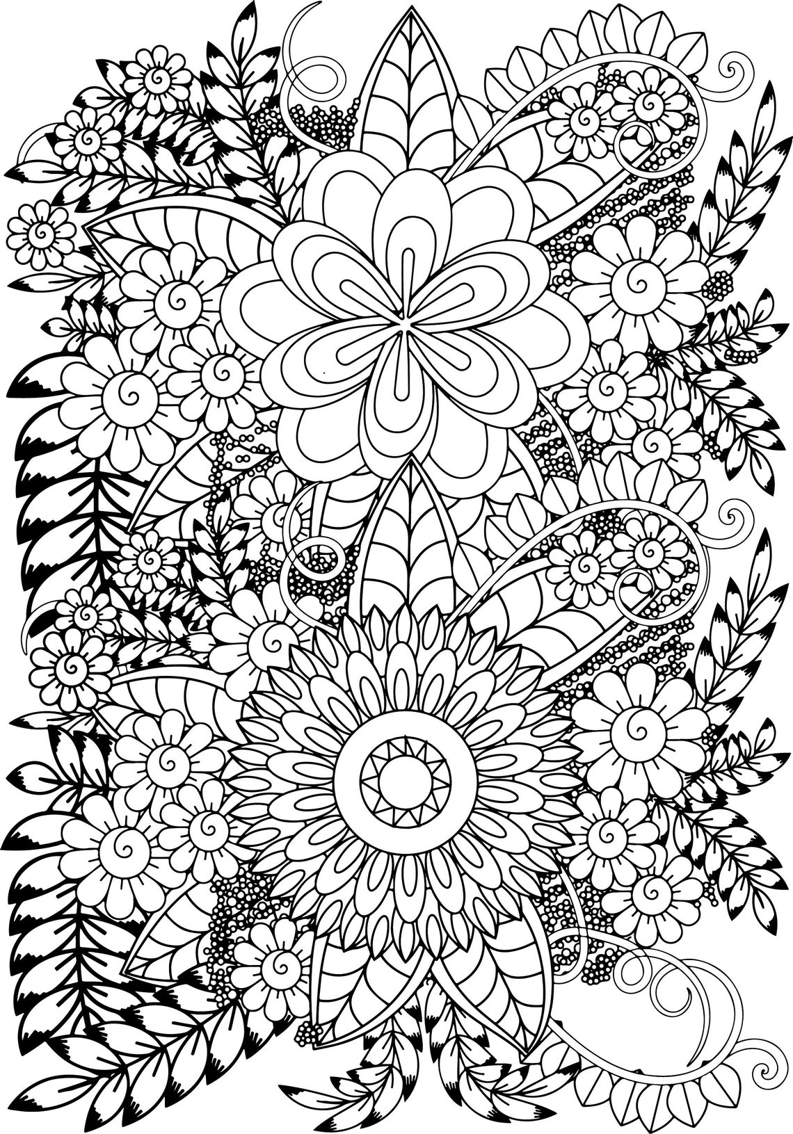 100 Flowers Zentangle Coloring Pages Bundle KDP Adult Relaxing Art ...
