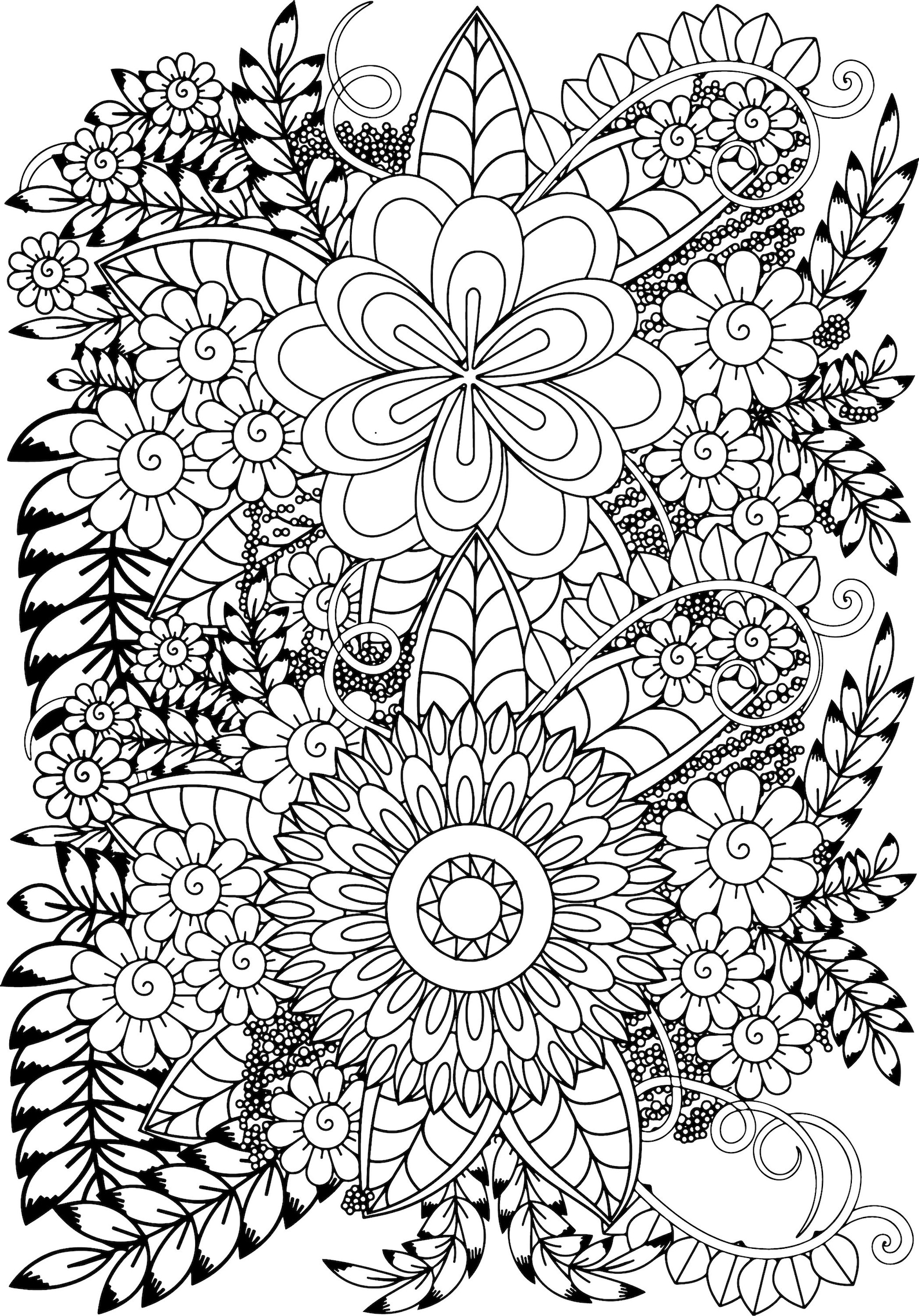 100 Flowers Zentangle Coloring Pages Bundle KDP Adult Relaxing Art ...