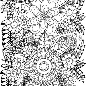 100 Flowers Zentangle Coloring Pages Bundle KDP Adult Relaxing Art ...