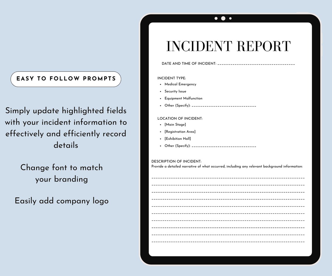 Event Incident Report Form | Security Incident Template | Event ...