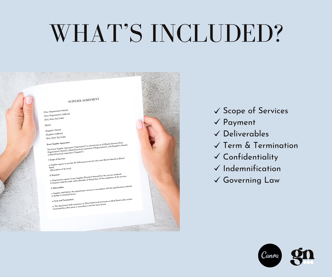 Event Supplier Contract Canva Template Customizable Event Supplier ...