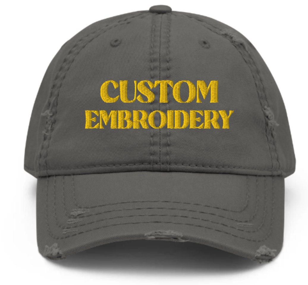 Personalized Cap Embroidered Distressed UNISEX Hat Customised Logo Hat ...