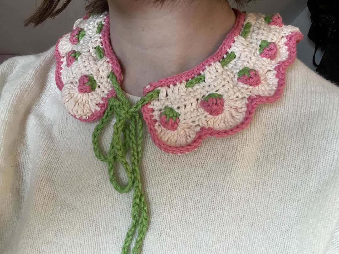 Handmade Crochet Strawberry Peter Pan Collar, Cottagecore Coquette Neck ...