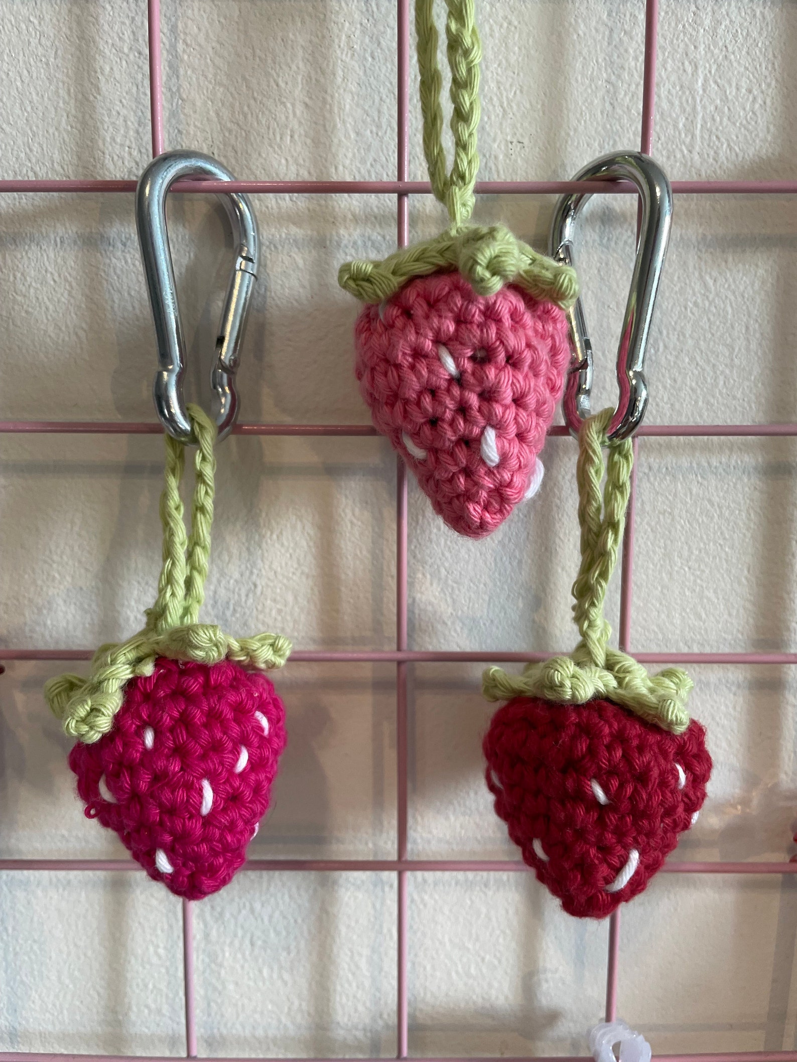 Vibrant Hot Pink Crochet Strawberry Bag Charm Raspberry Jam Inspired ...