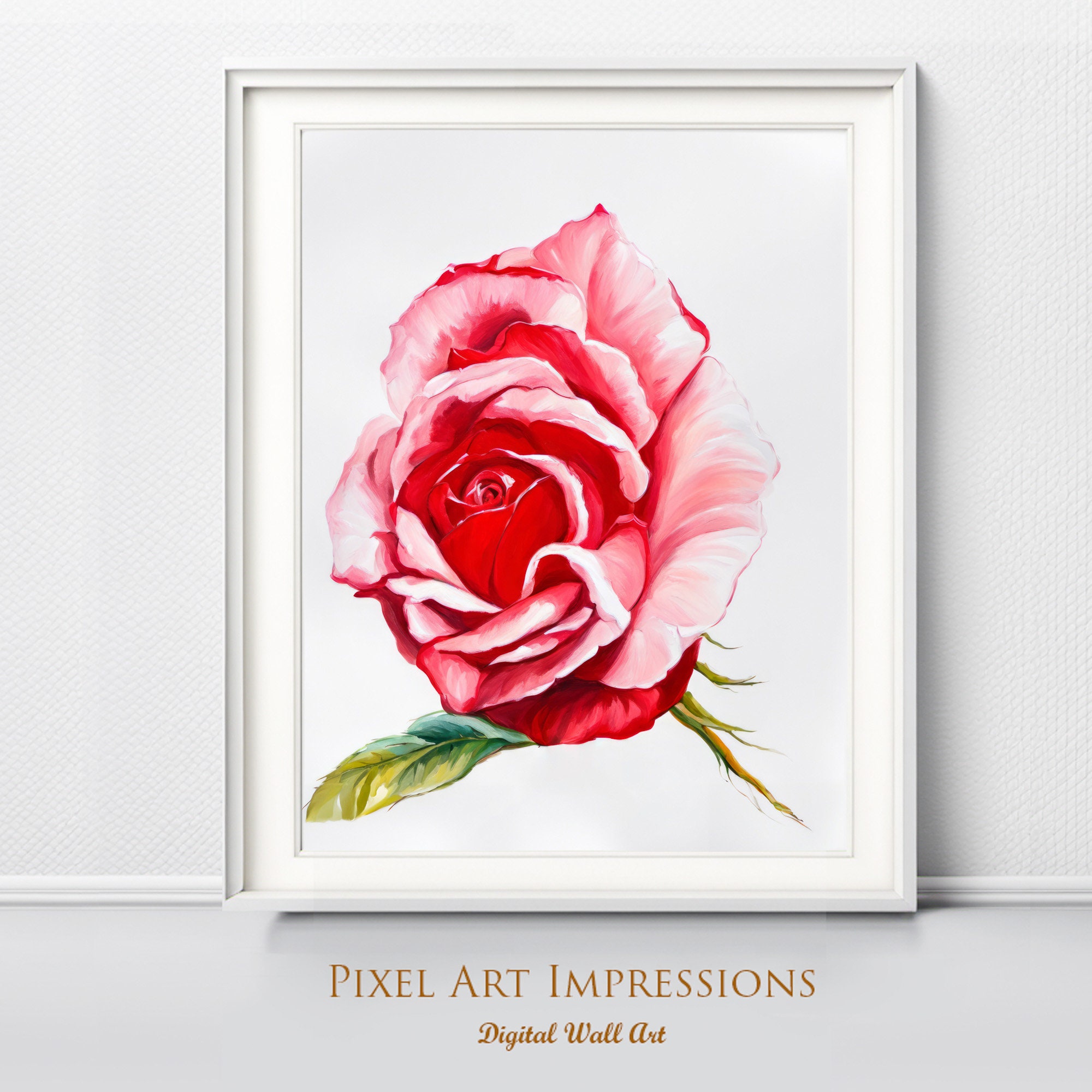 Instant Download Printable Red Rose Artwork, Ai-painted Watercolor ...