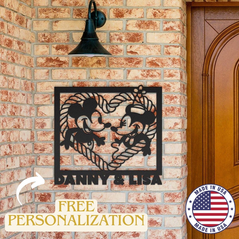 Steamboat Willie House Number Wall Decor Sign Personalized Family Name ...