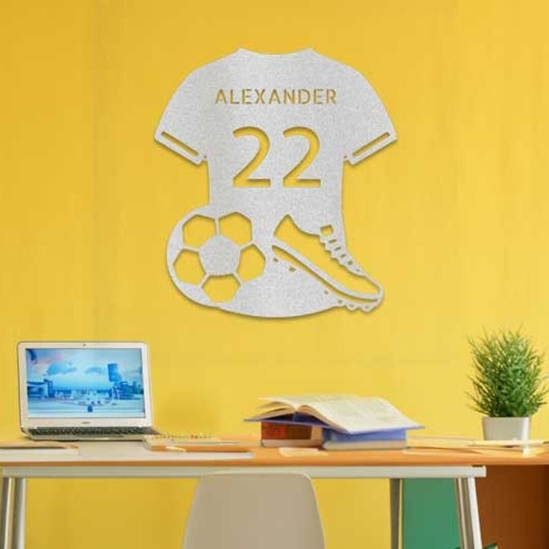 Soccer Jersey Number Personalized Monogram Custom Laser Cut Metal Sign ...