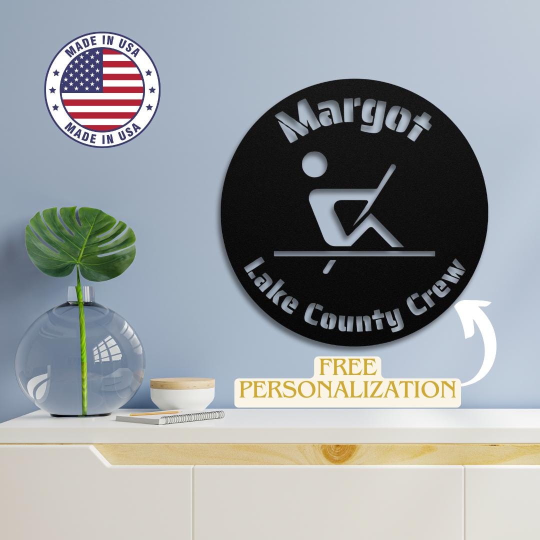 Crew Rowing Rower Metal Art Personalized Text Round Custom Gift Gifted ...