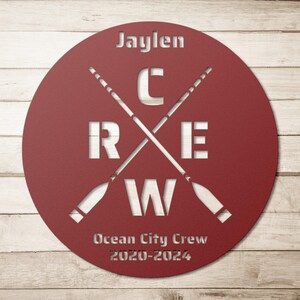 Crossed Oars CREW Round Metal Custom Art Rowing Art Gift Gifted Rower ...