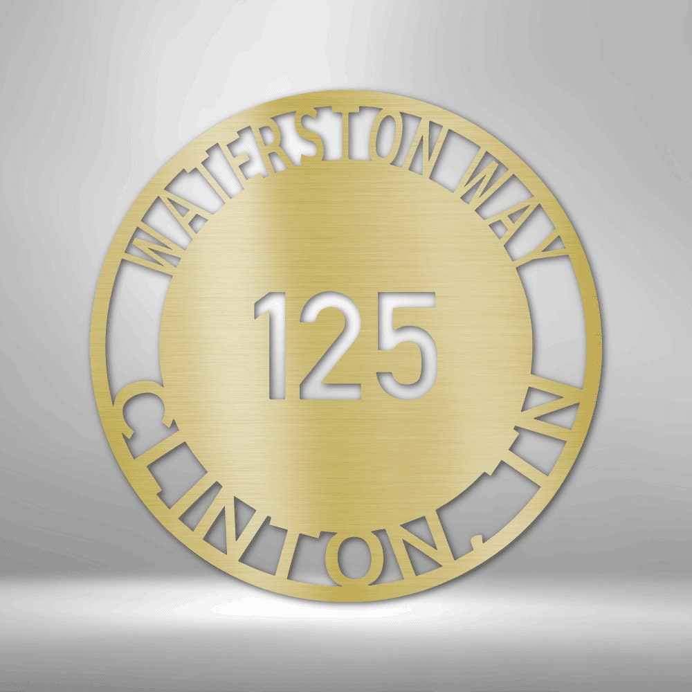 Modern Round Metal House Number Sign, Address Sign With Street Name ...