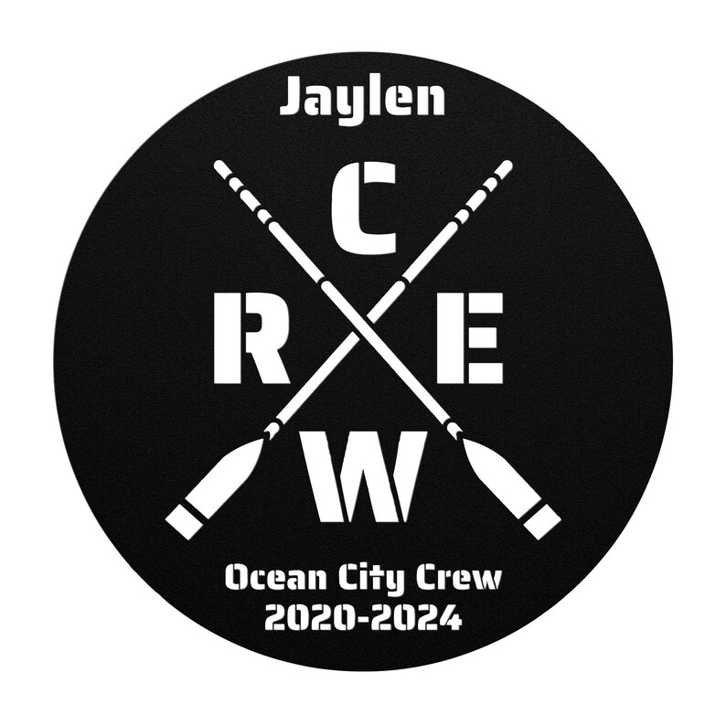 Crossed Oars CREW Round Metal Custom Art Rowing Art Gift Gifted Rower ...