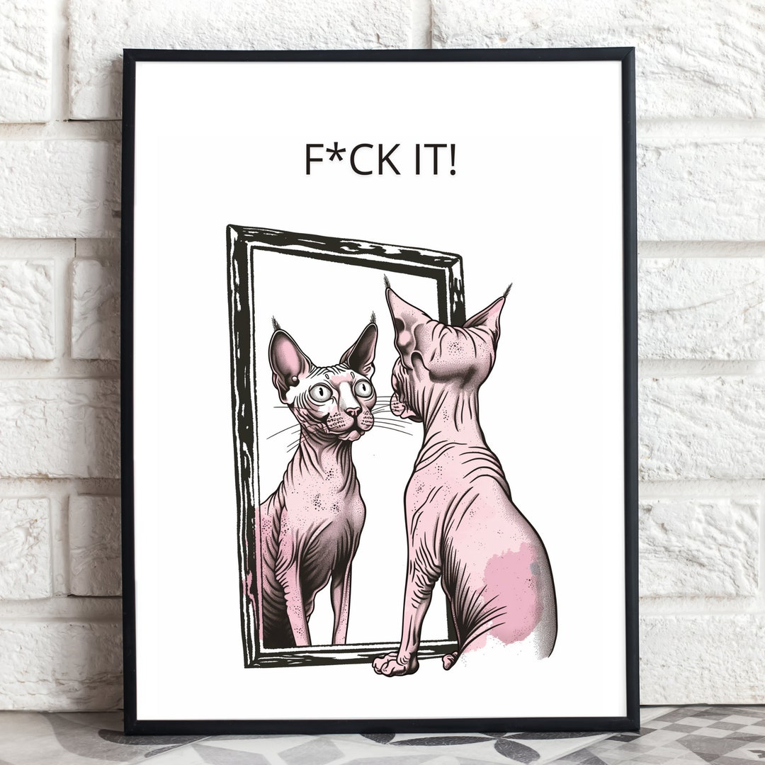 Sphynx Cat Joke Art Print, Cat Lovers, Cat Gift, Animal Illustrations ...