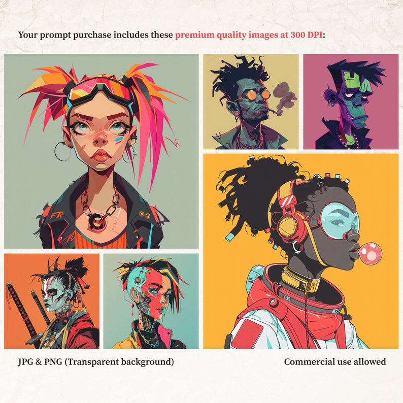 Midjourney Prompt Guide for Colorful Punk Character Illustrations ...