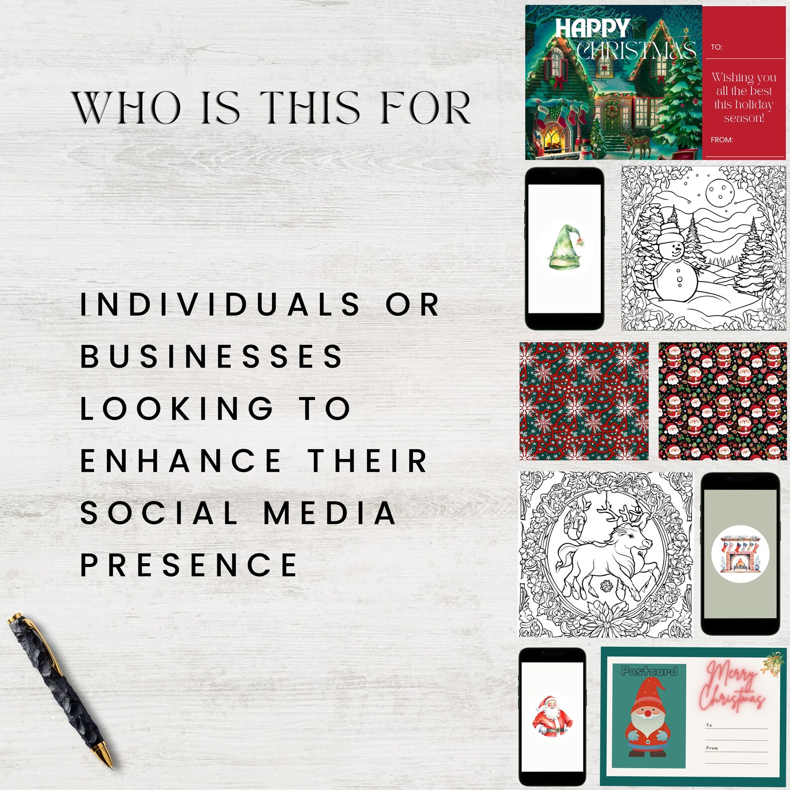 150+ Christmas Templates Bundle: Highlights, Coloring Pages, Postcards ...