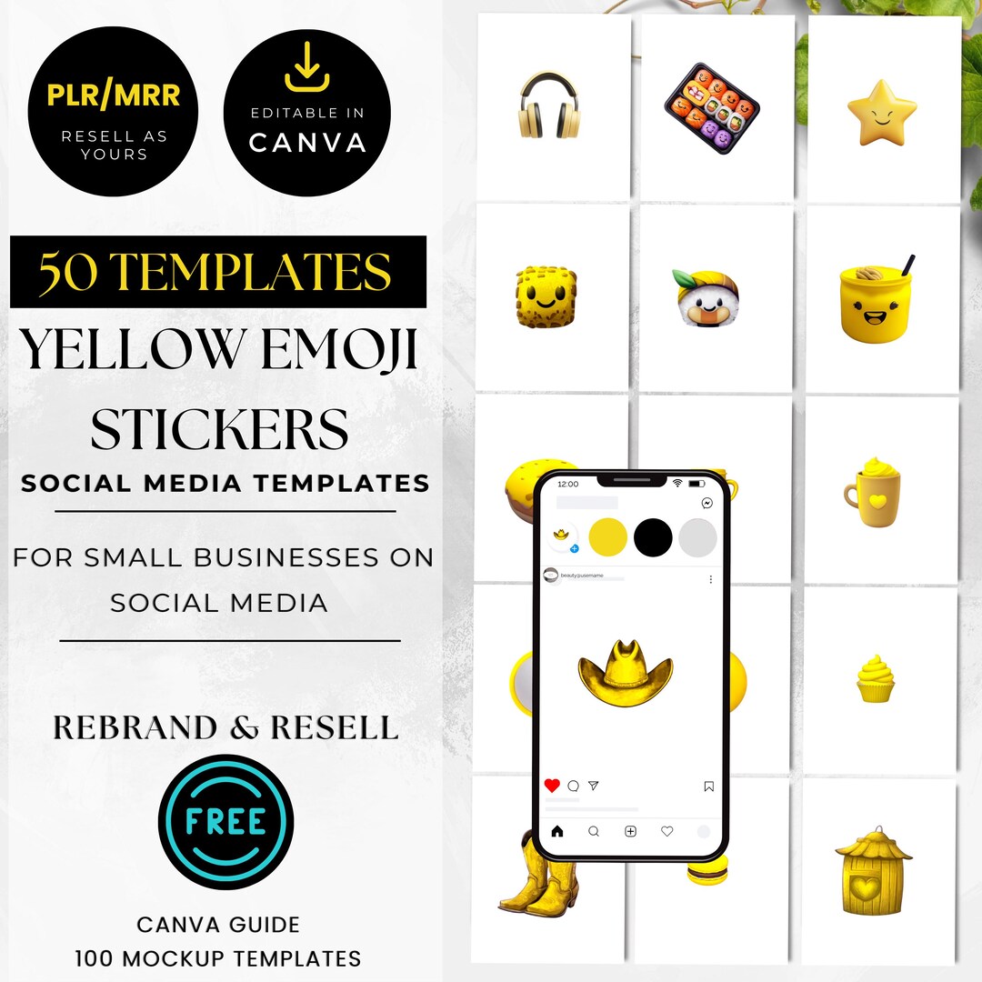 50 Yellow Emoji Stickers,aesthetic Instagram Stickers, iPhone Emoji ...
