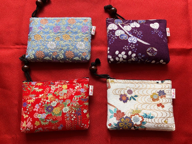 Japanese Small Floral Bag Zipper Mini Pouch Cosmetic Card Case Change ...