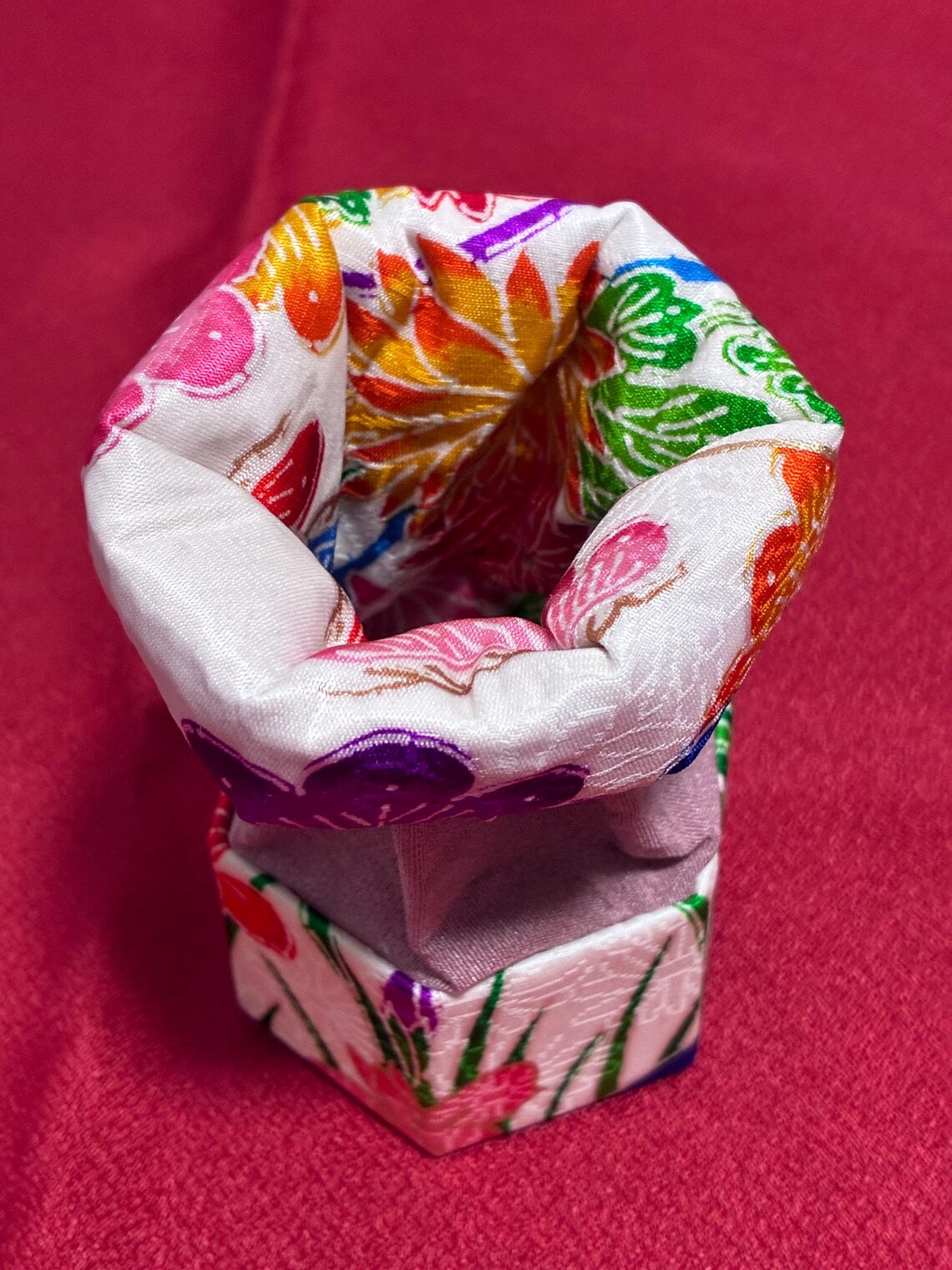 Japanese Small Incense Container Box Floral Case Pure Silk Accessories ...