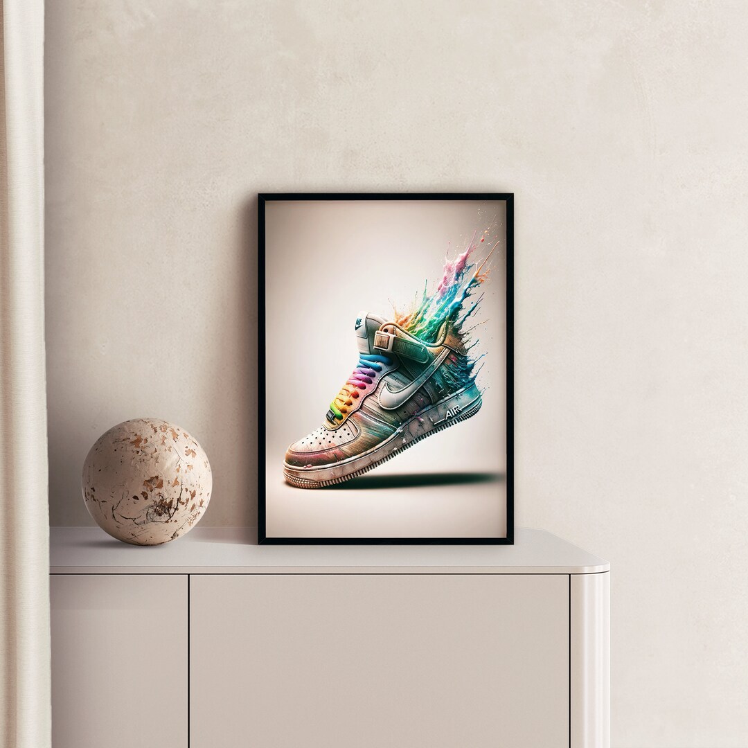 Explosion of Colour Dynamic Sneaker Art Print Home Decor A3 ...