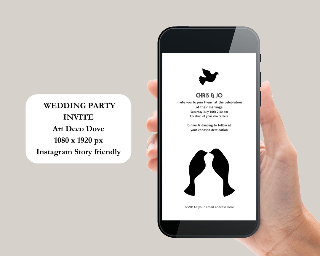 Doves, Art Deco Wedding Invitation/ Party Invite - Etsy
