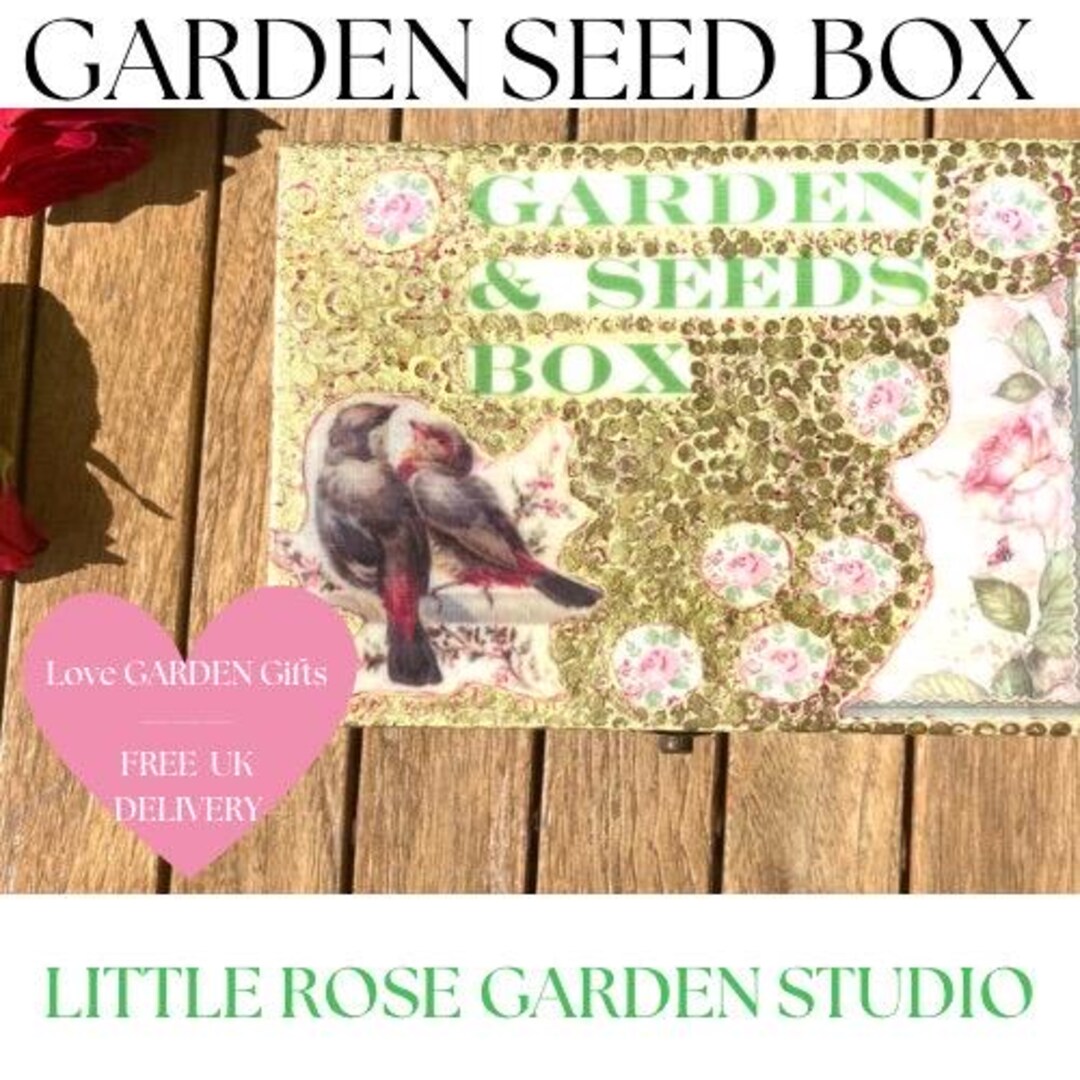 Gold GARDEN & SEED BOX Mini Garden Planner, Pretty Seed Bags, Pencil ...