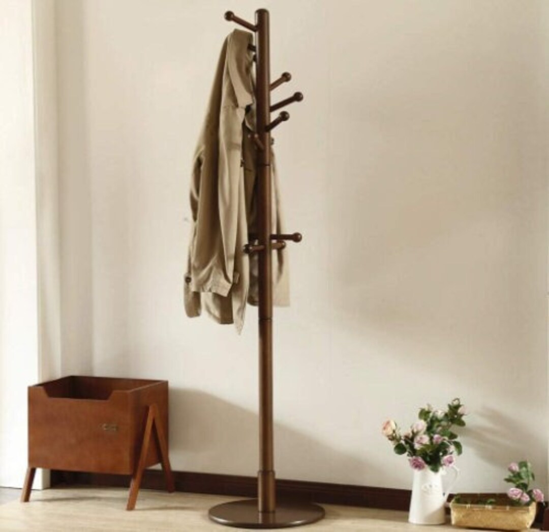 Handmade Wood Standing Coat Rack With 11 Hooks Modern Coat Rack Hat ...