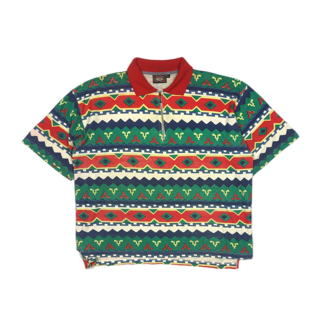 Vintage Colorful Polo Shirt Crazy Pattern Size XXL | XXXL - Etsy