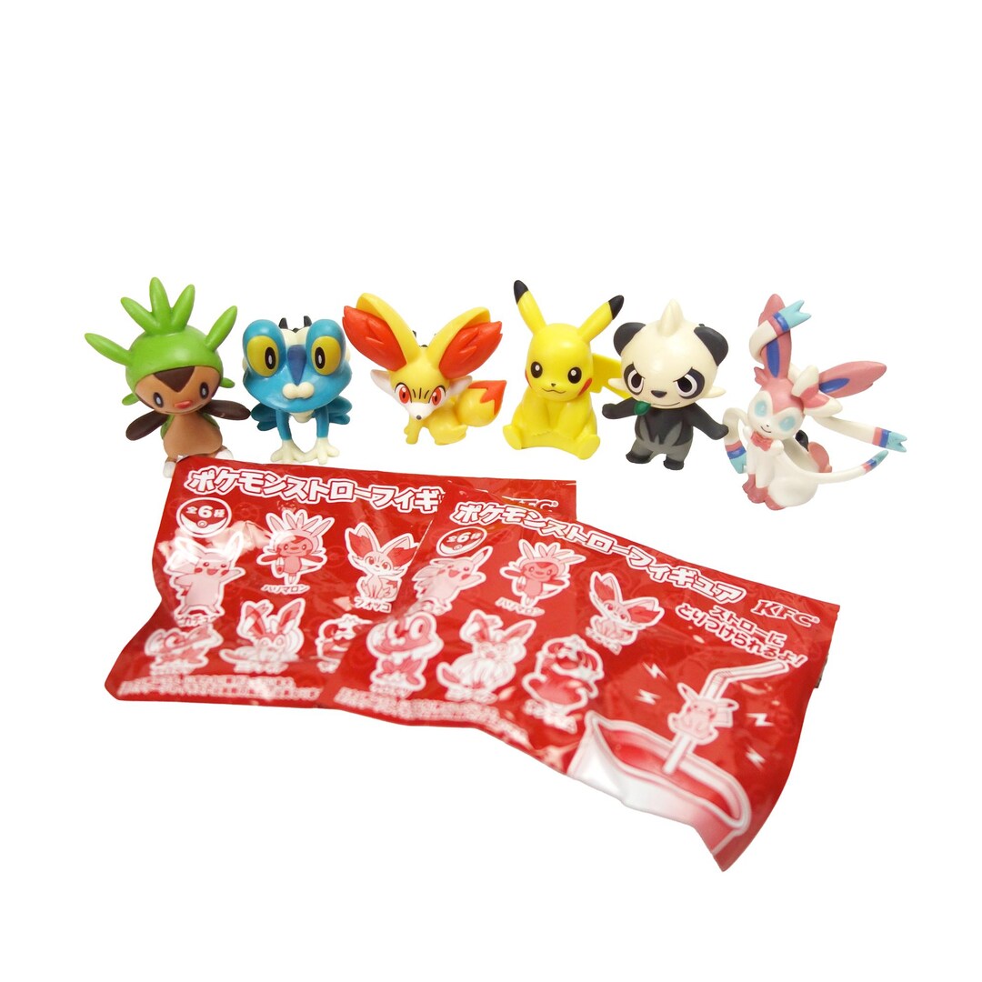 Rare KFC Pokemon Straw 6 Figure Set - Sylveon, Pikachu, Froakie - Etsy
