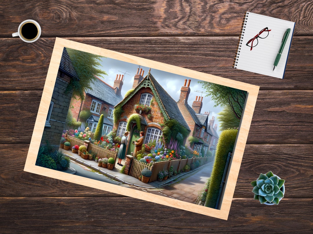 English Cottage Garden Puzzle - Quaint Countryside Jigsaw, Vibrant ...