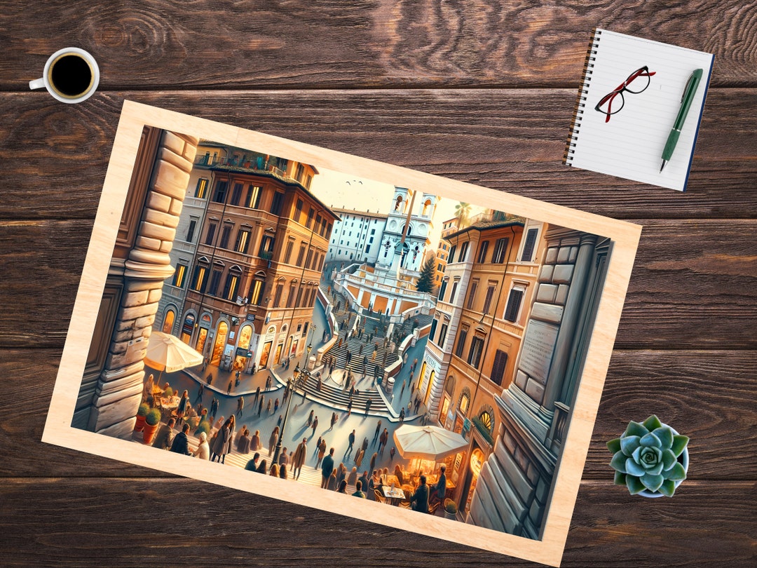 Spanish Steps Rome Puzzle - Historic Landmark, Laminated Chipboard ...