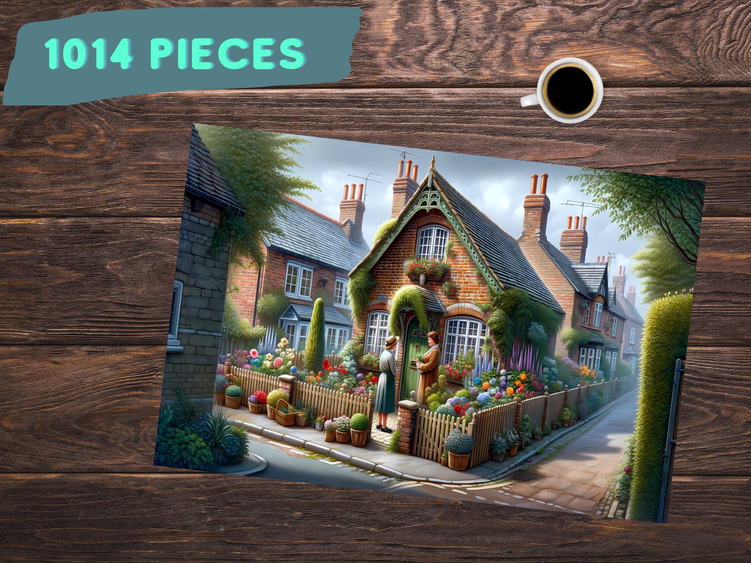English Cottage Garden Puzzle - Quaint Countryside Jigsaw, Vibrant ...