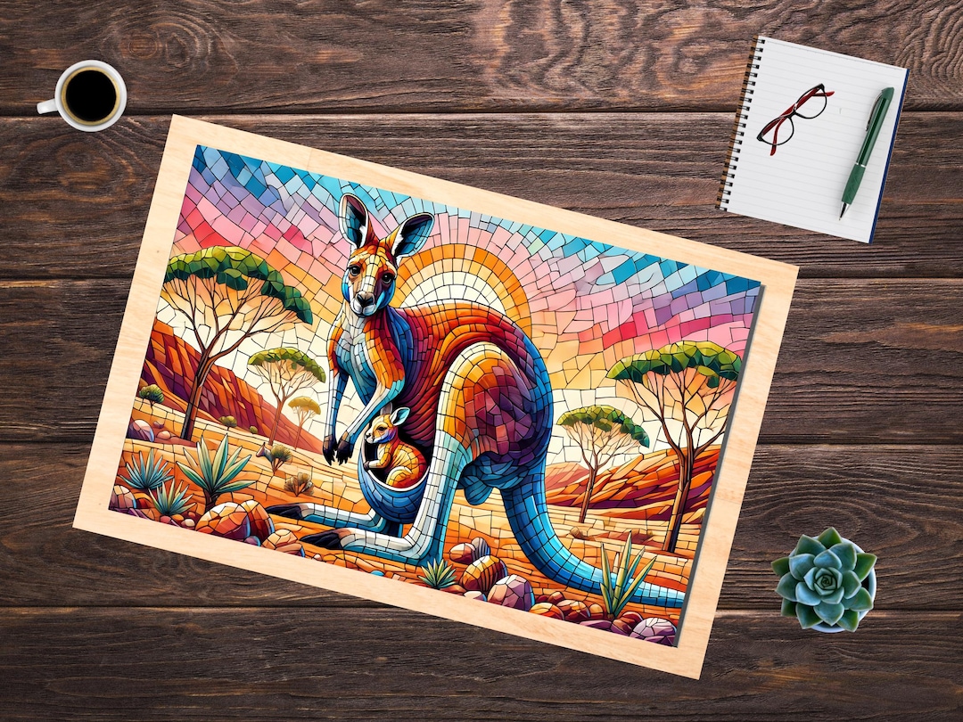 Stunning Mosaic Kangaroo Puzzle - Family Friendly Jigsaw, Kangaroo With ...