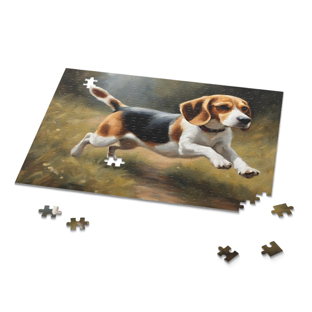 Playful Cute Beagle Jigsaw Puzzle, Hound Dog Puzzle, Unique Gift 252 ...