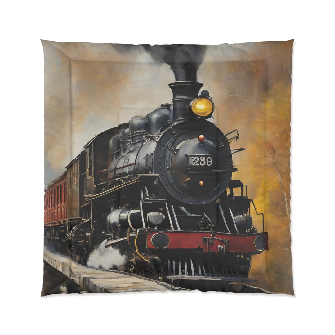 Vintage Train Comforter: Cozy Railroad Dreams Gift for Dad for Father's ...