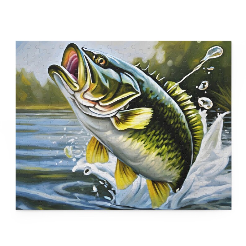 Largemouth Bass Jigsaw Puzzle Fun Fisherman Gift for Birthdays and ...