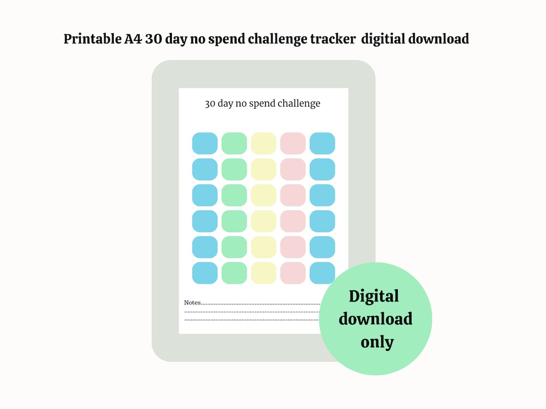 Printable A4 30 Day No Spend Challenge Tracker / PDF / Digital Download ...