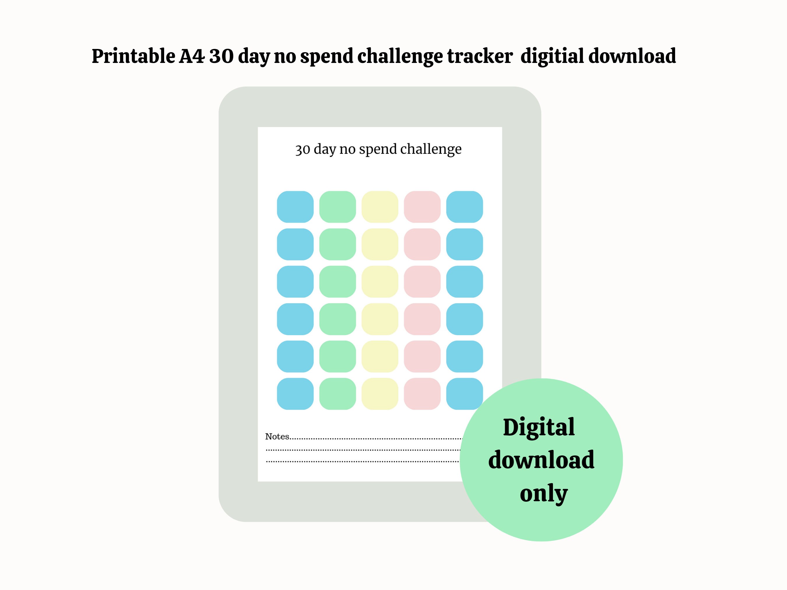 Printable A4 30 Day No Spend Challenge Tracker / PDF / Digital Download ...