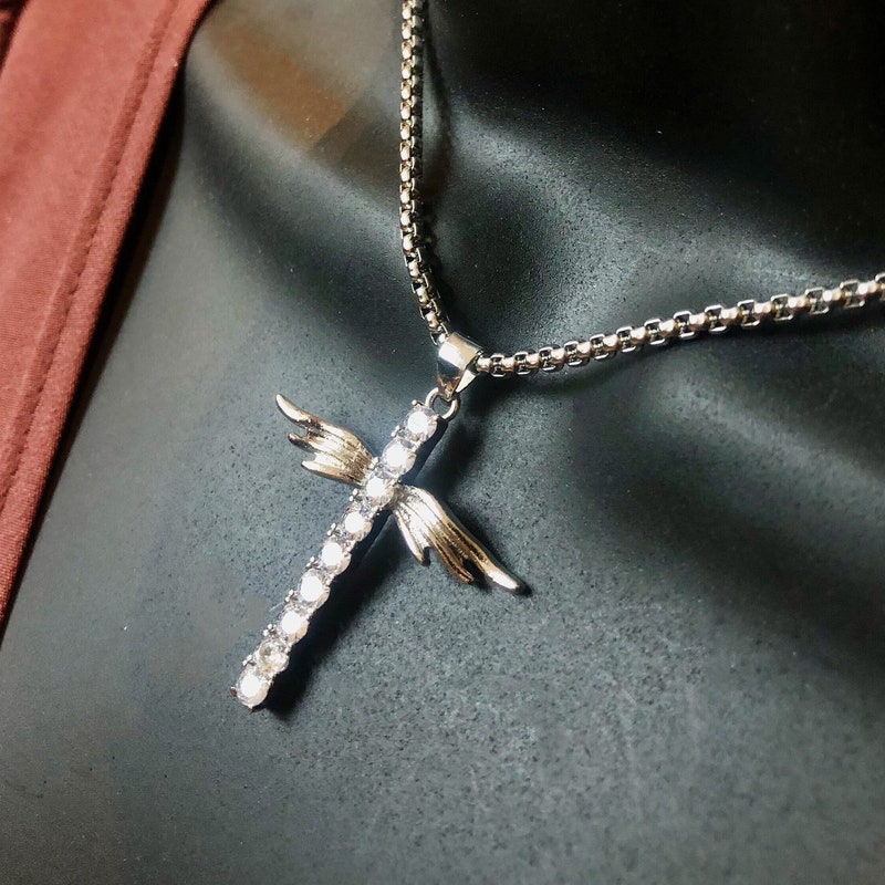 Angel Wings With Cross Necklace - Etsy