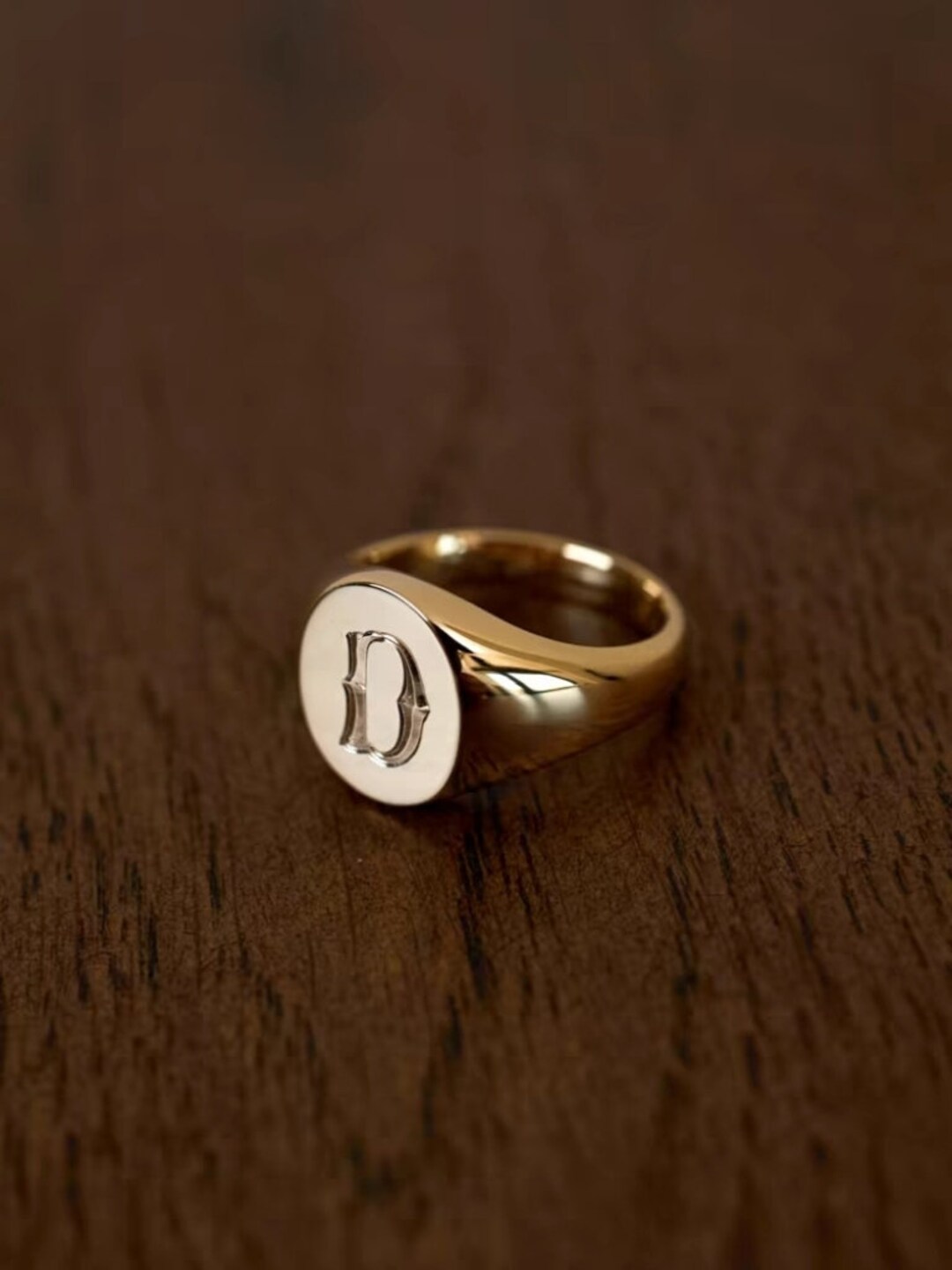 Personalized Signet Ring Women/men, Gold Engraved Initial Ring, Custom ...
