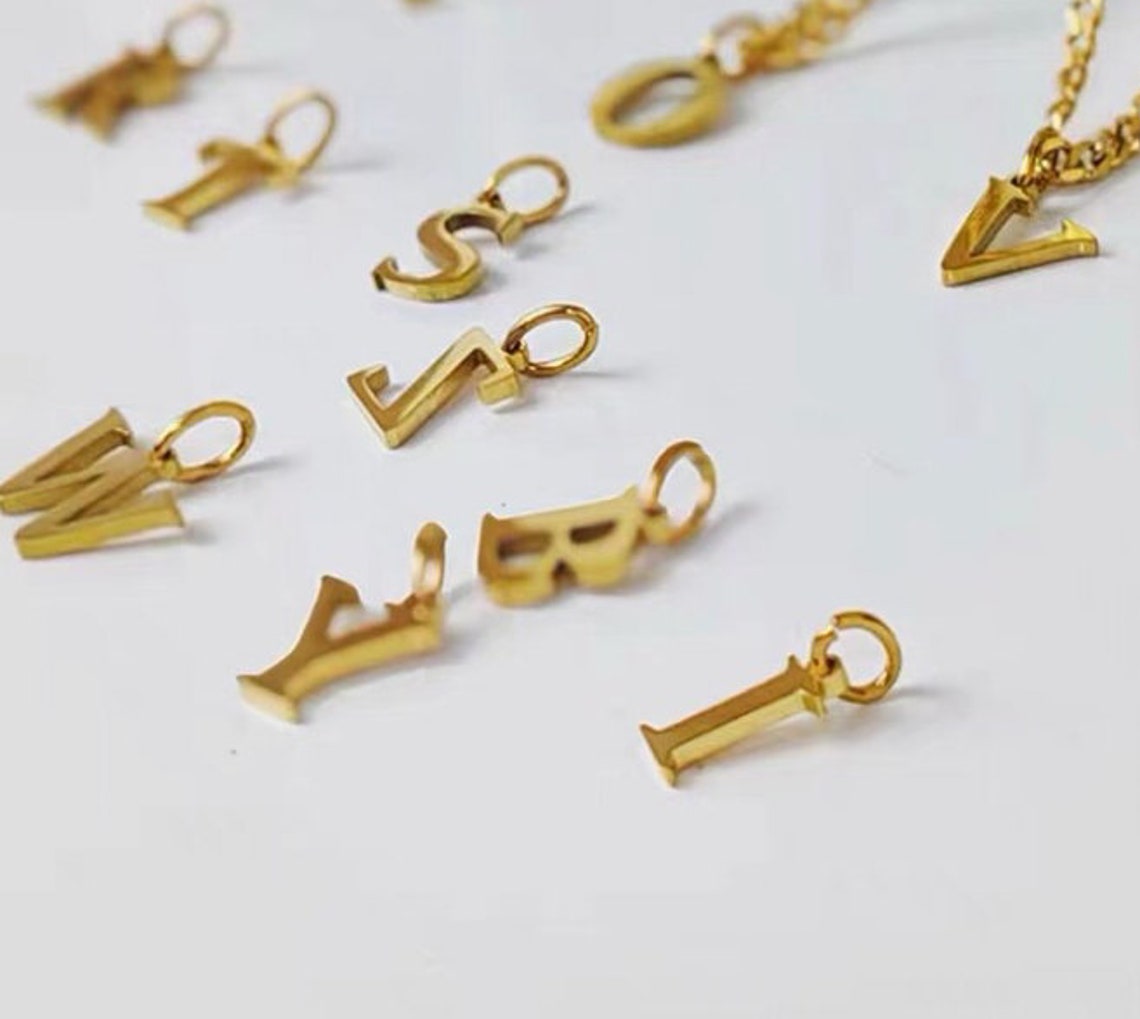 Men’s Letter Pendant Necklace, Cuban Chain Initial Choker, Waterproof ...