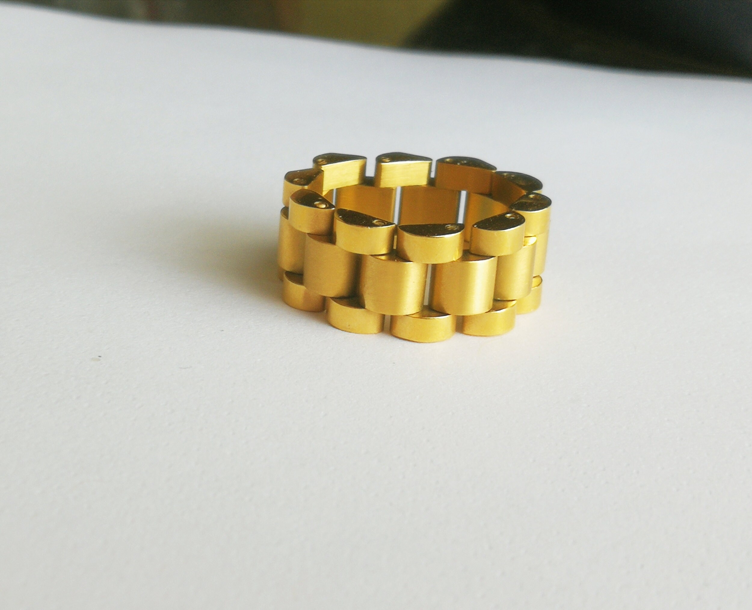 Silver Watch Band Chain Ring for Women, Gold Chunky Rolex Style Chain ...