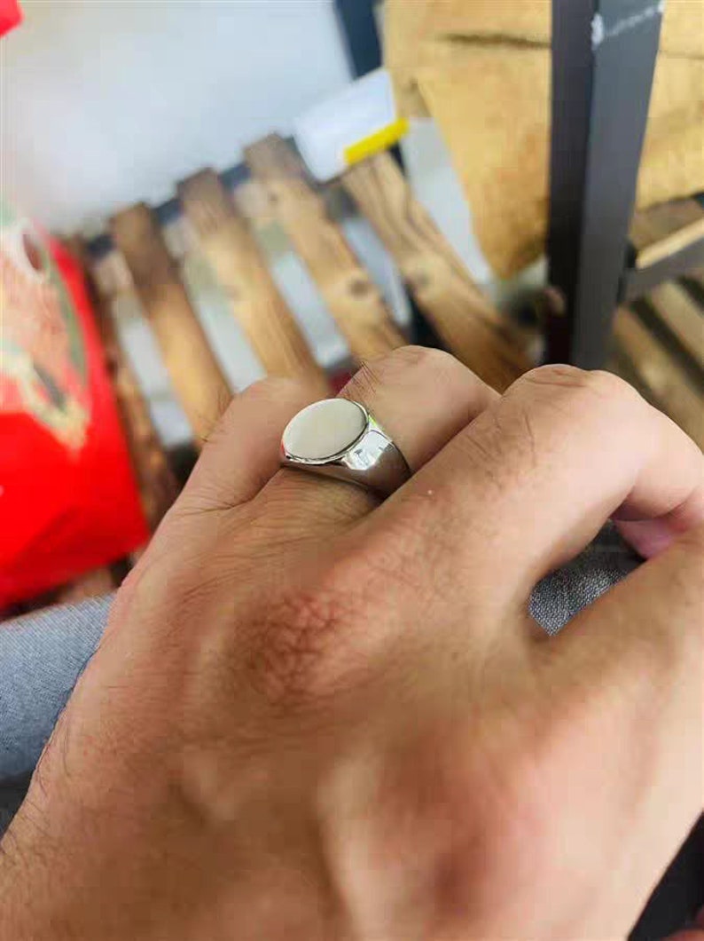 Men Gothic Initial Pinky Ring, Monogram Letter Signet Ring for Women, Couple Band, Personalized ...