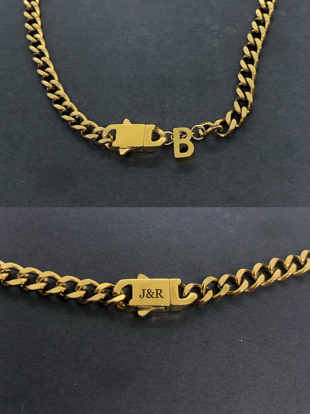 Gold Initial Necklace for Men, Custom Letter Name Choker, Stainless ...