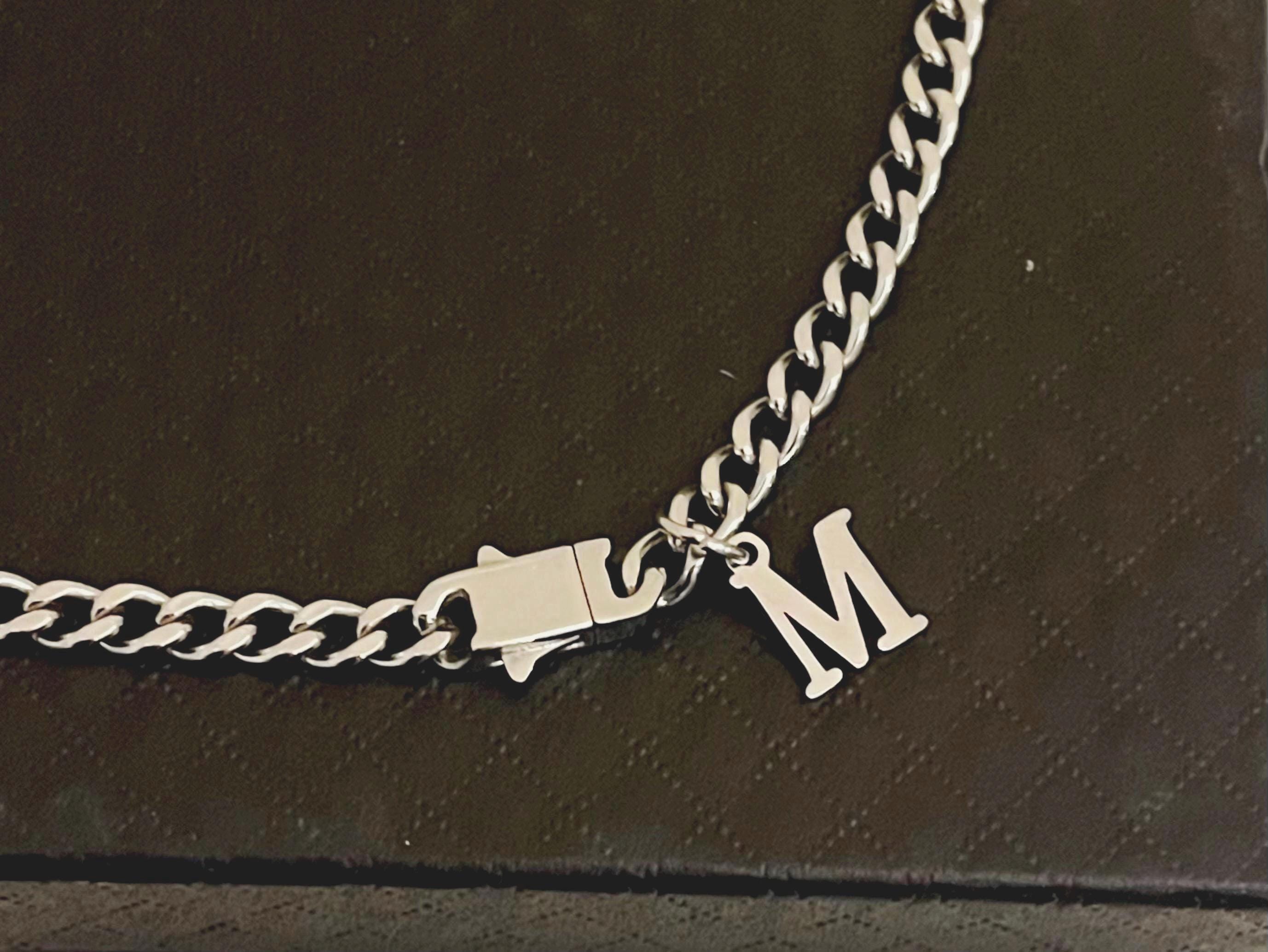 Custom Initial Necklace for Men, Letter Pendant Cuban Chain, Birthday ...