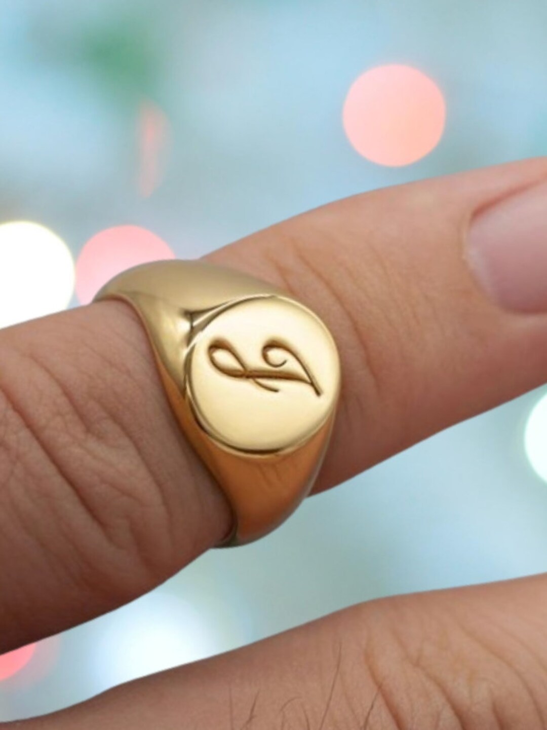 Men Gothic Initial Pinky Ring, Monogram Letter Signet Ring for Women ...